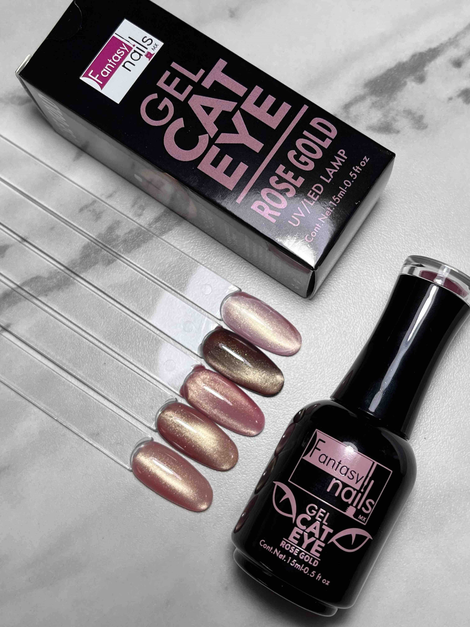 Gel Cat Eye Rose Gold Fantasy Nails | Productos para uñas